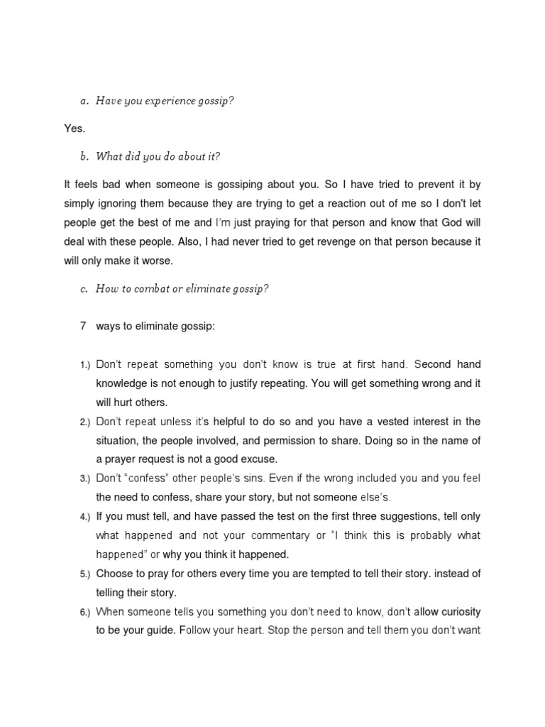 Eliminate Gossip | PDF