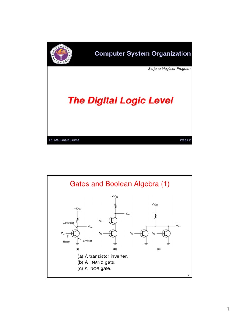 The Digital Logic Level | PDF | Electronic Circuits | Logic Gate