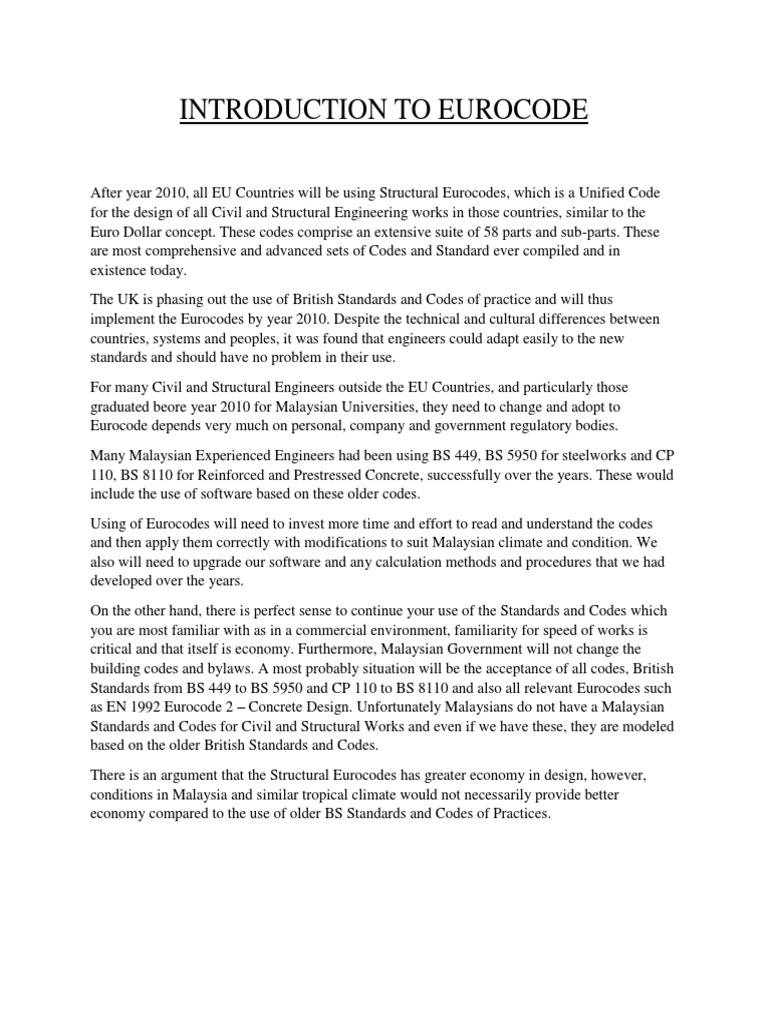 An Introduction to the Structural Eurocode Standards and Their ...