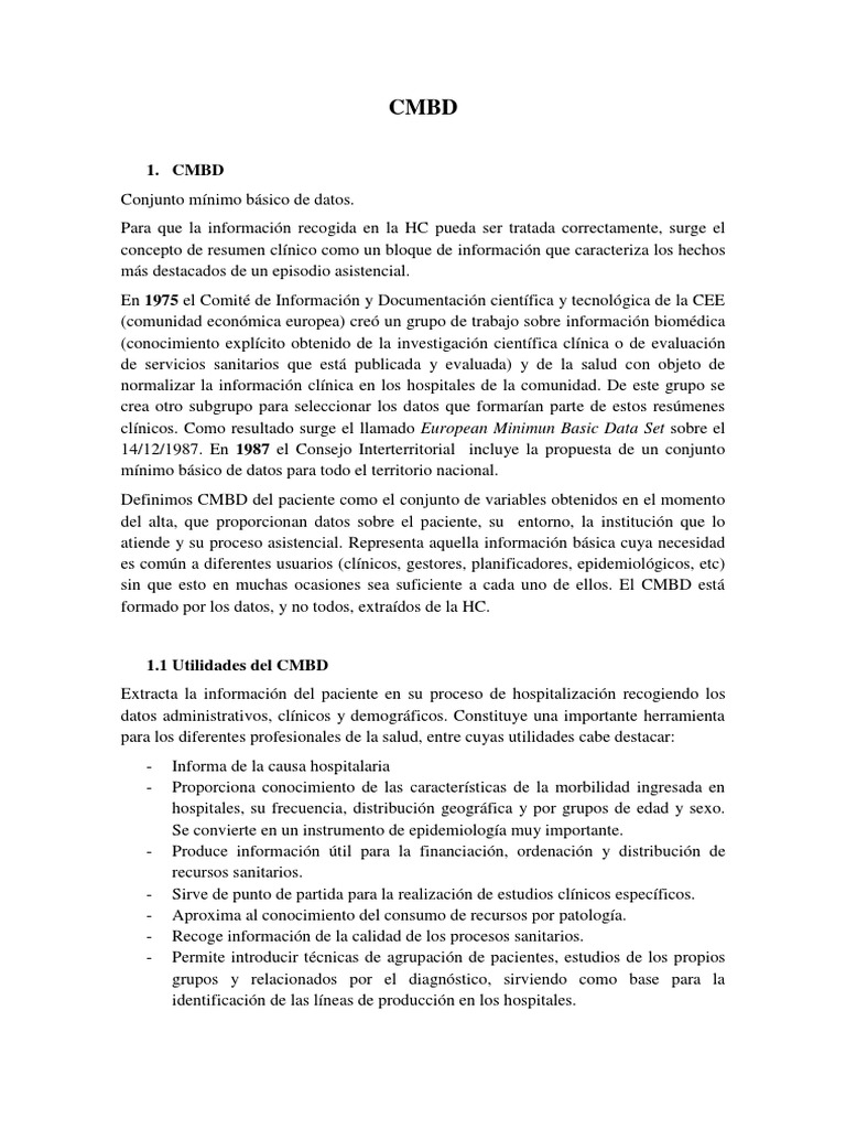CMBD | PDF | Hospital | Calidad (comercial)