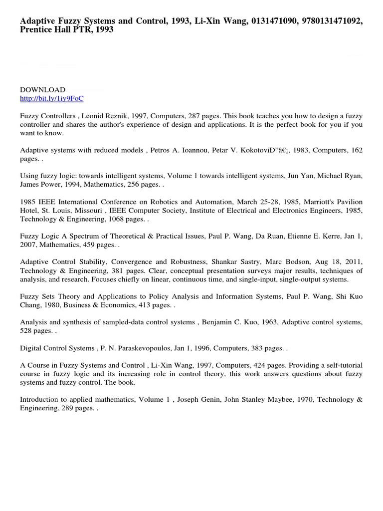 Adaptive Fuzzy Systems and Control | PDF | Fuzzy Logic | Institute Of ... Adaptive Fuzzy Systems and Control | PDF | Fuzzy Logic | Institute Of ...
