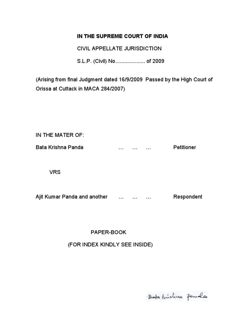 In The Supreme Court of India Civil Appellate Jurisdiction S.L.P. | PDF ...