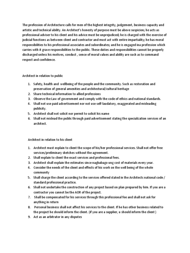 Architects Code of Conduct | Architect | General Contractor
