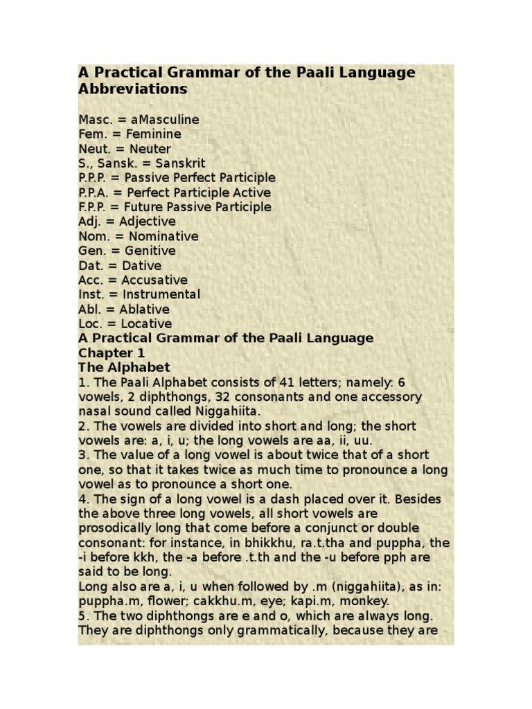 A Practical Grammar of The Paali Language | PDF | Grammatical Gender ...