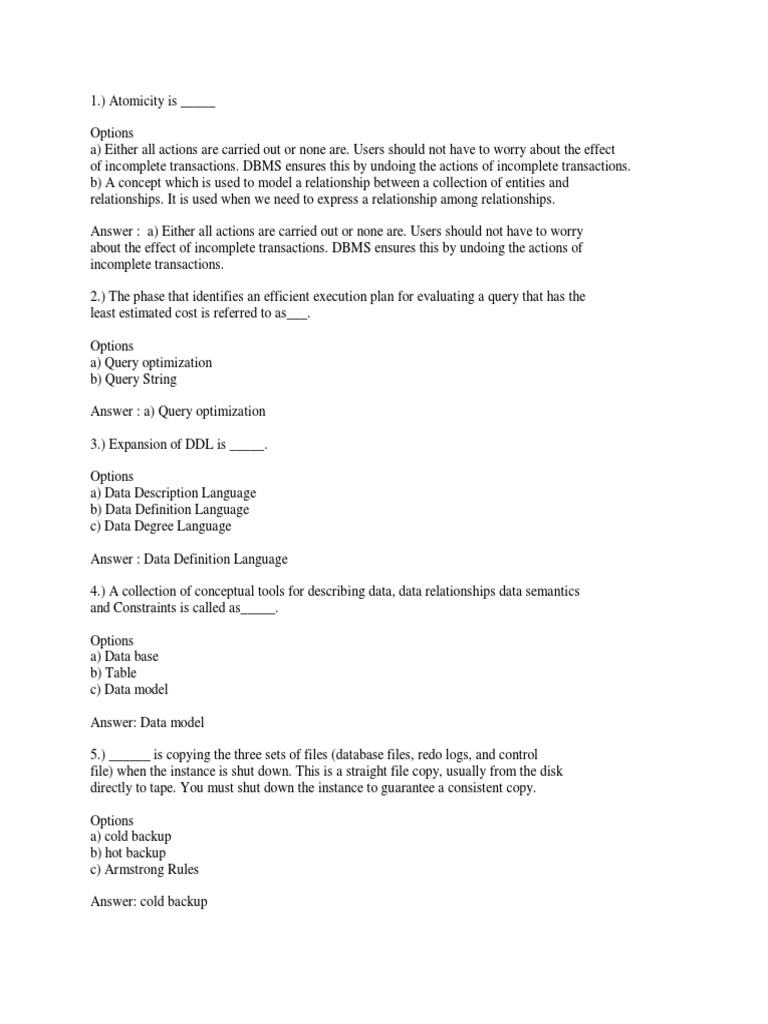 AMCAT Model Q & A - Assessment Trial - Bank | PDF | Database ...