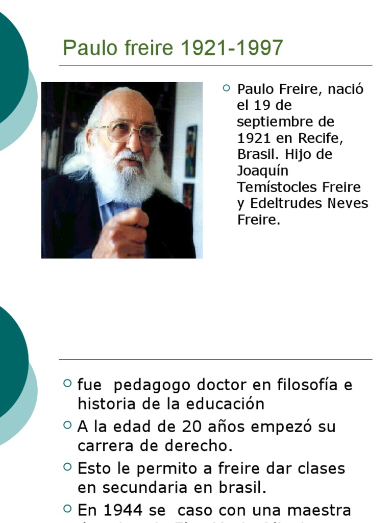 Biografía y aportes de Paulo Freire | PDF | Aprendizaje | Educación ...