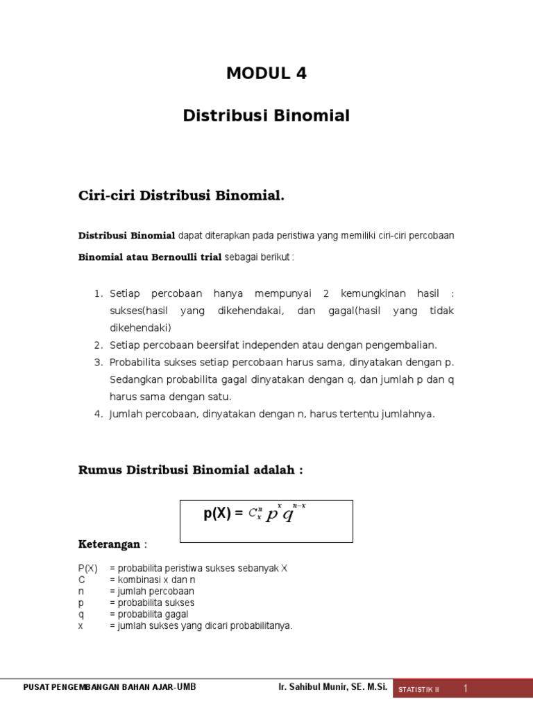Tabel Distribusi Binomial | PDF
