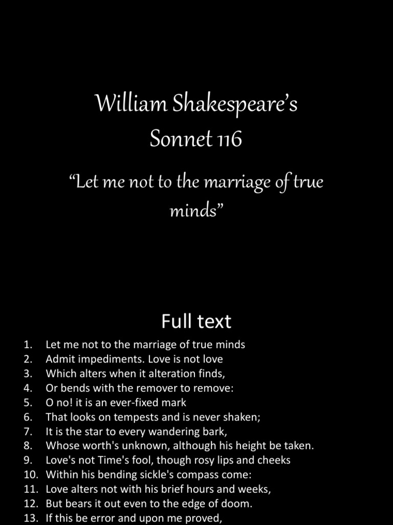 William Shakespeare's Sonnet 116: "Let Me Not To The Marriage of True ...