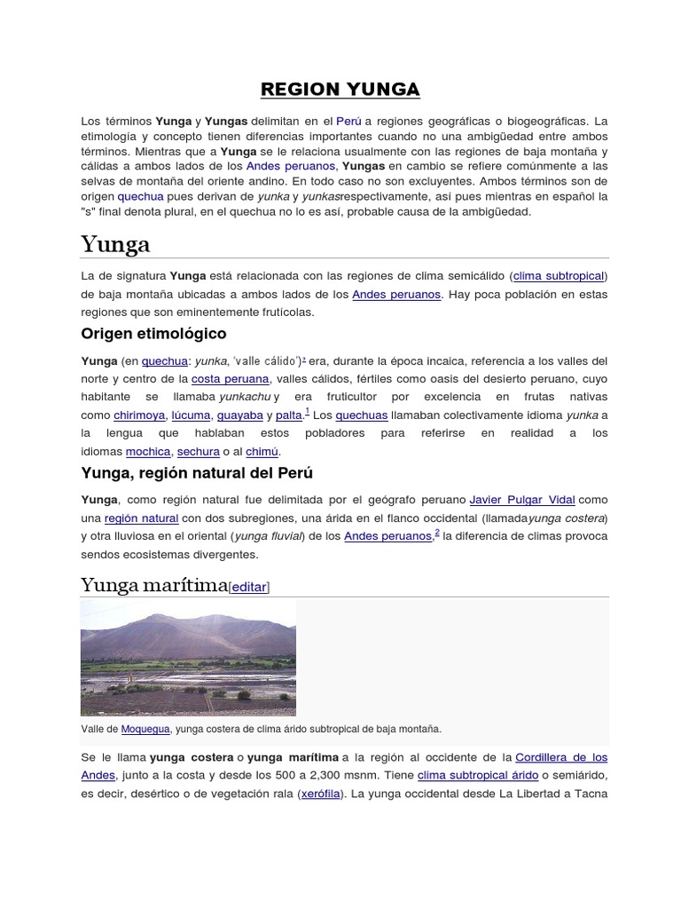 Region Yunga | PDF | Geografía Física | Biogeografia