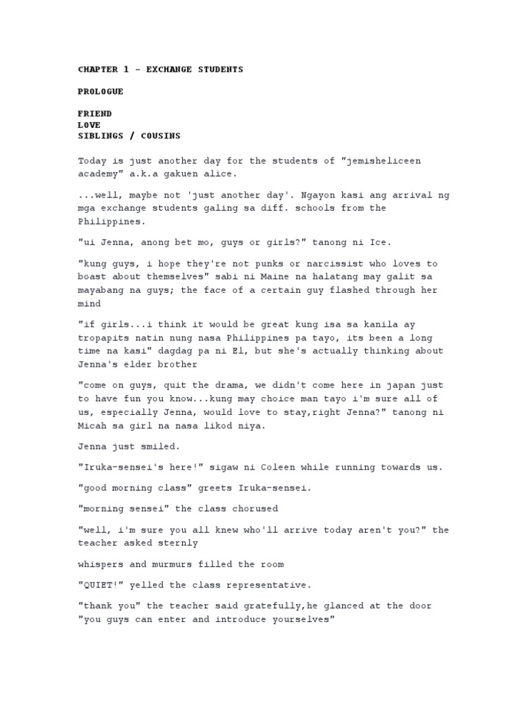 Chapter 1 - Exchange Students Prologue Friend Love Siblings / Cousins ...