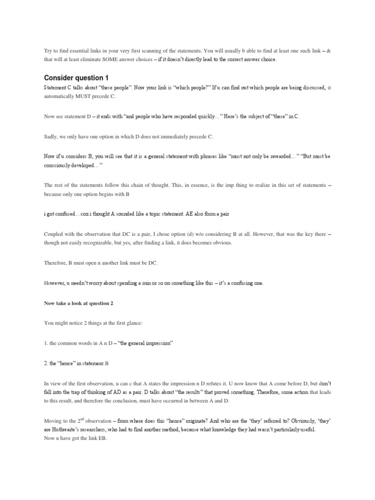 Consider Question 1: Now Take A Look at Question 2 | PDF | Cognitive ...