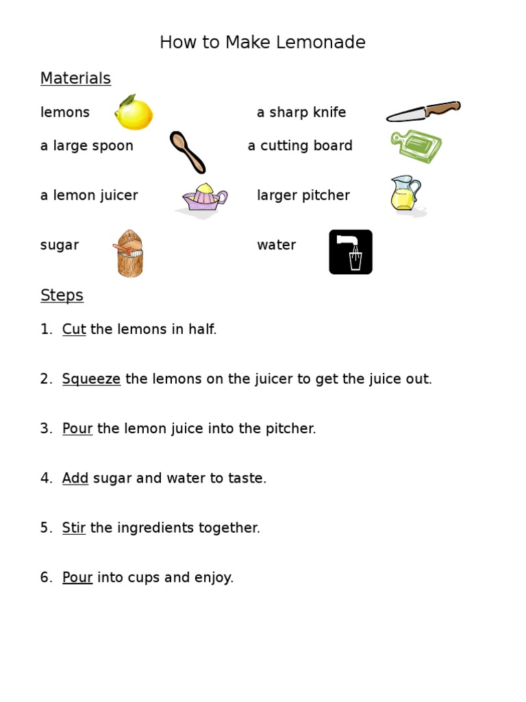 How To Make Lemonade: Materials | PDF