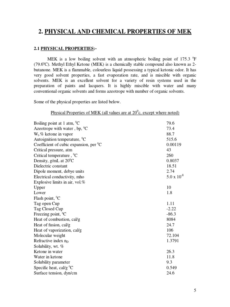 MEK Properties&Uses | PDF | Ketone | Solvent