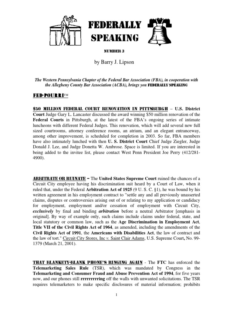 Federally Speaking 03 by Barry J. Lipson, Esq | PDF | Patent | Common Law