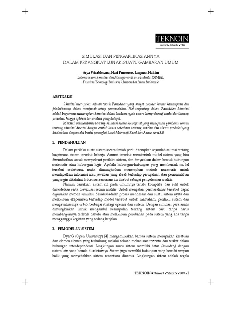 Simulasi Dan Pengaplikasiannya DG Arena | PDF