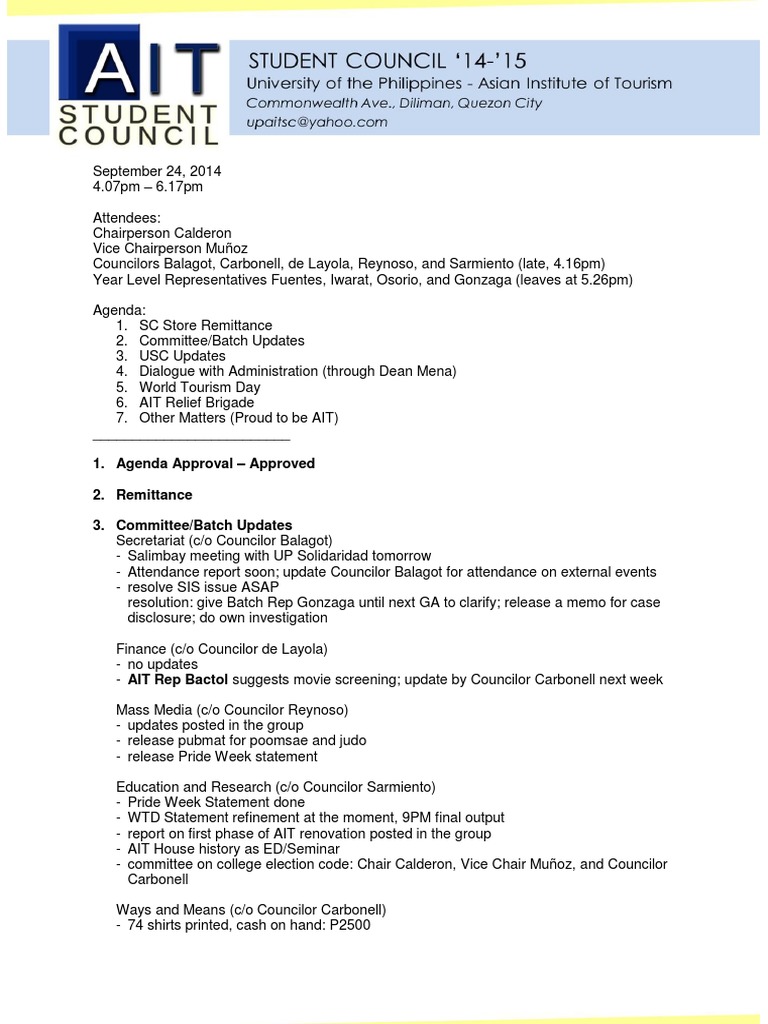 Agenda Approval - Approved 2. Remittance 3. Committee/Batch Updates ...