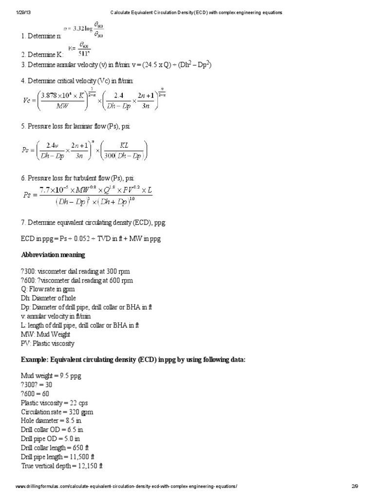 ECD Calculation Using Engineering Formulas | PDF | Fluid Dynamics ...