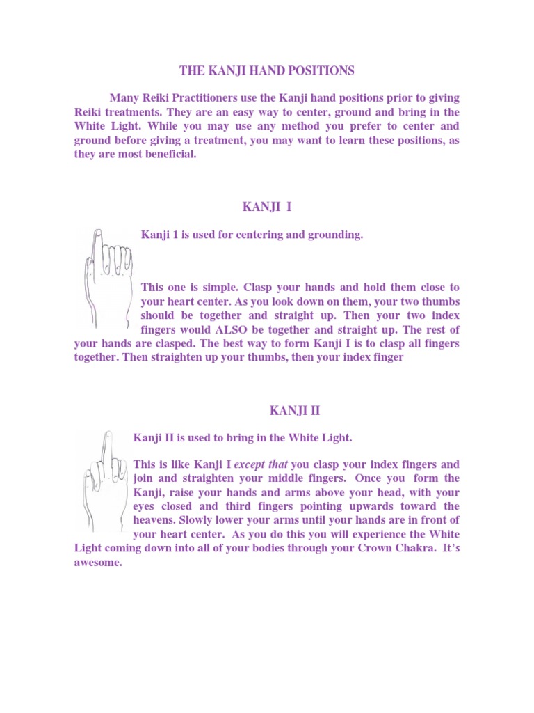 THE KANJI HAND POSITIONS.docx | Finger | Hand