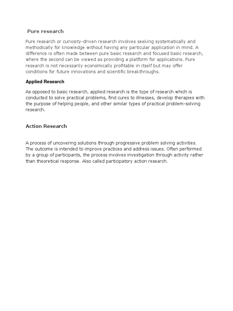 Pure or Basic Research | PDF | Action Research | Basic Research