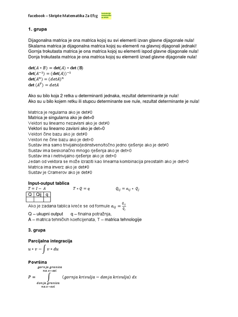 Postupci i Formule Matematika EFZG