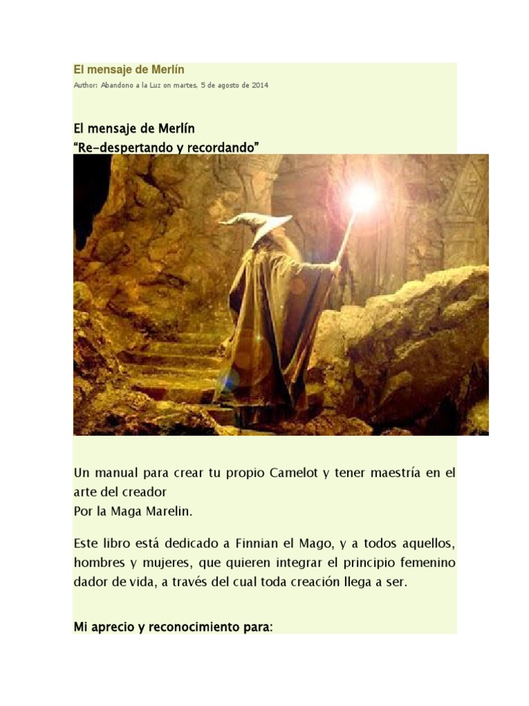 El Mensaje de Merlín | Descargar gratis PDF | Amor | Felicidad