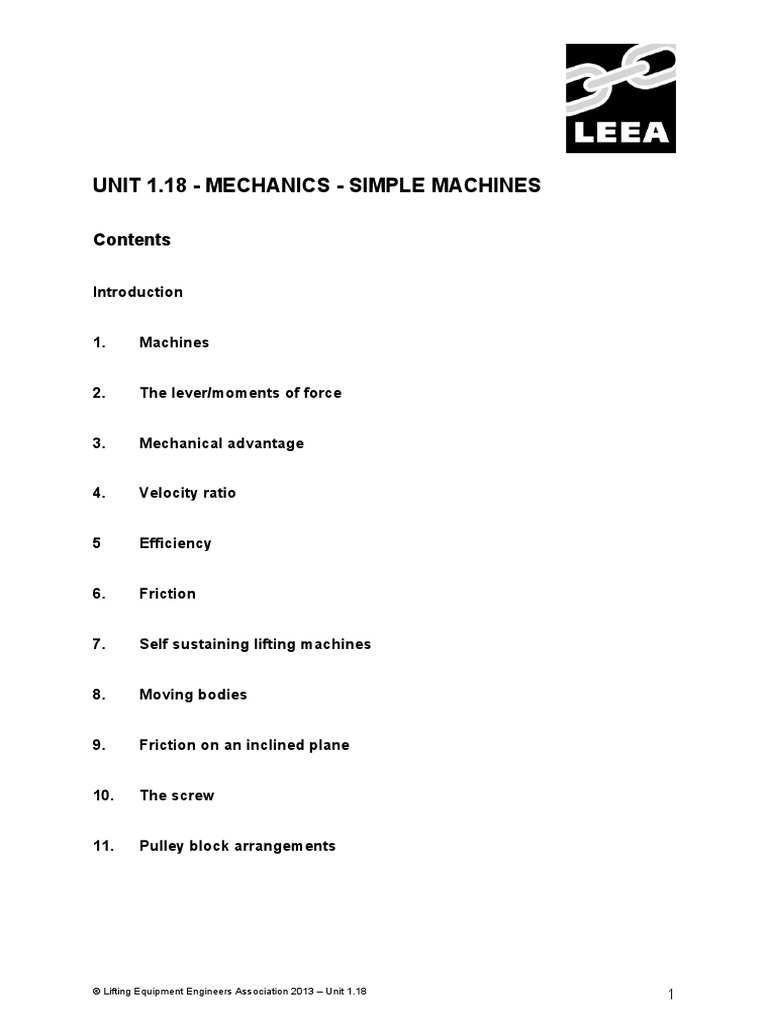 Mechanics Simple Machines | PDF | Lever | Force