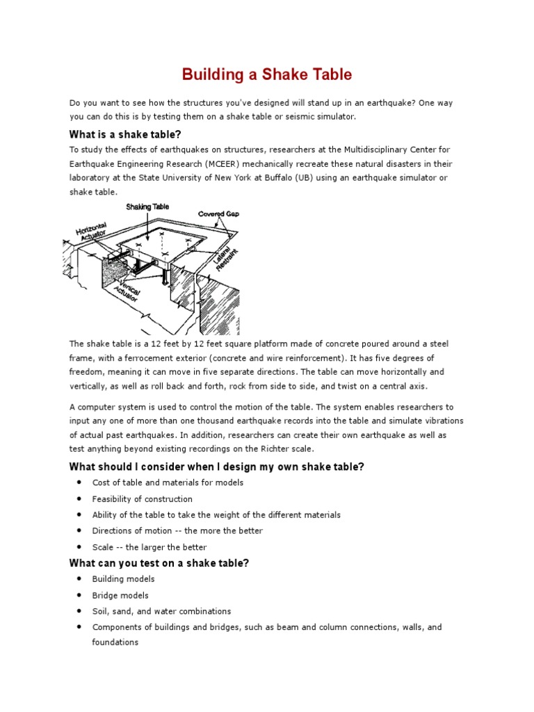 Build Shake Table 40 Characters | PDF | Earthquakes | Concrete