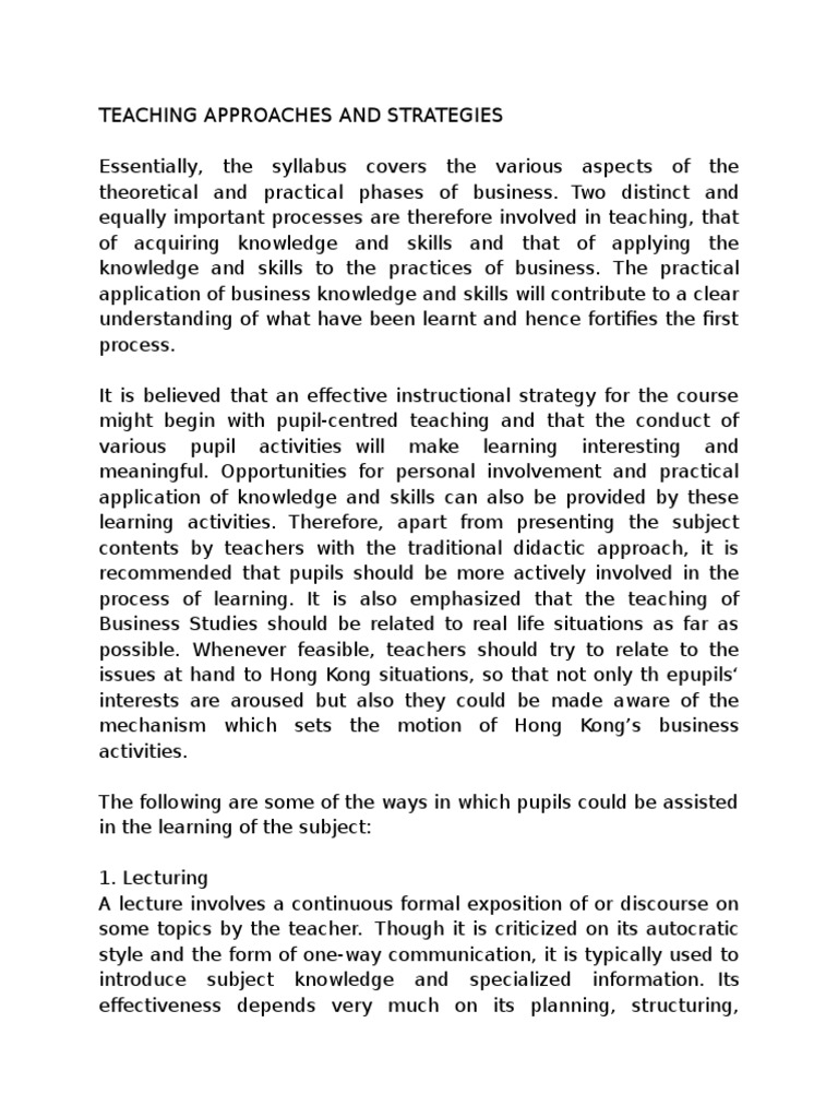 Teaching Approaches and Strategies | PDF