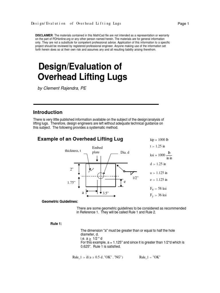 Lifting Lug Design | Ultimate Tensile Strength | Stress (Mechanics)