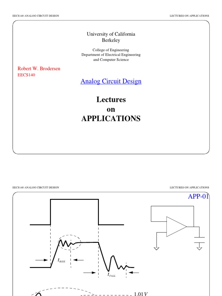 Lectures On Applications: Analog Circuit Design | PDF | Amplifier | Operational Amplifier