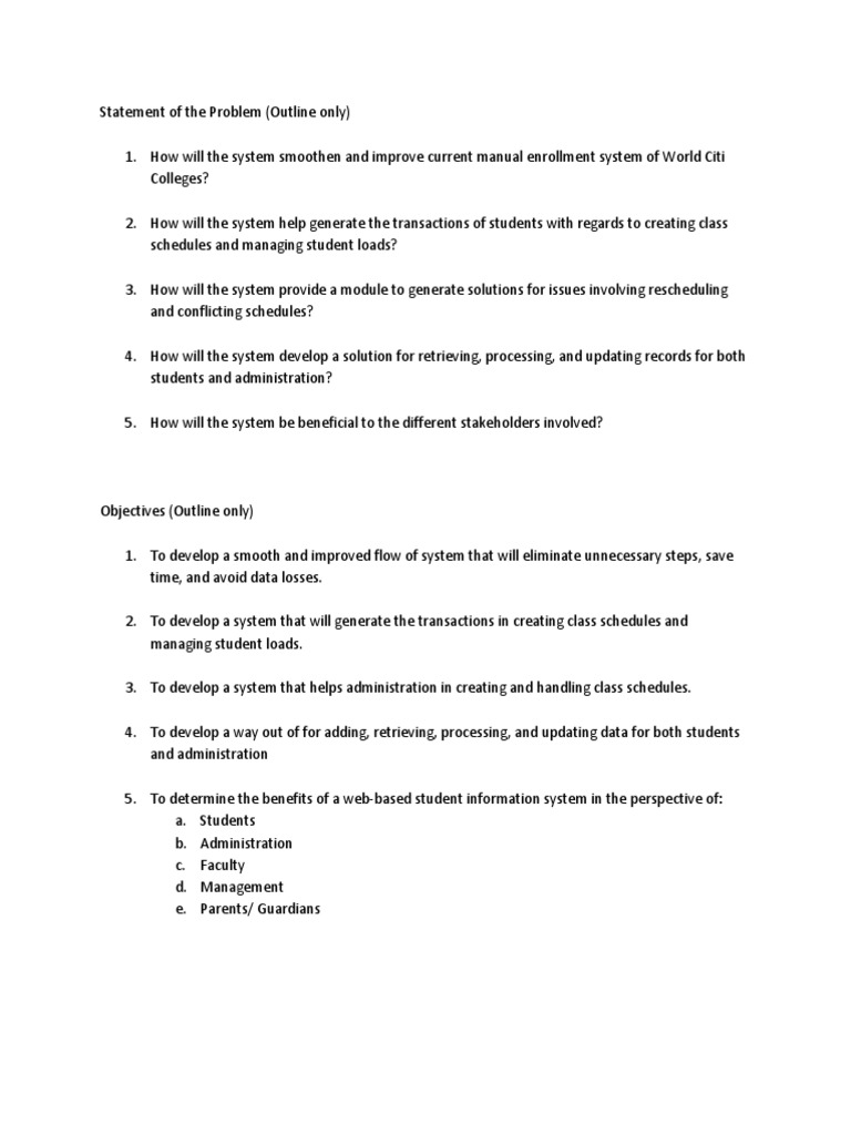 Statement of The Problem and Objectives | PDF | Computers