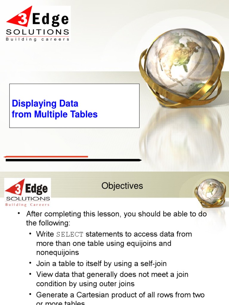 Displaying Data From Multiple Tables | PDF | Information Retrieval | Software Engineering