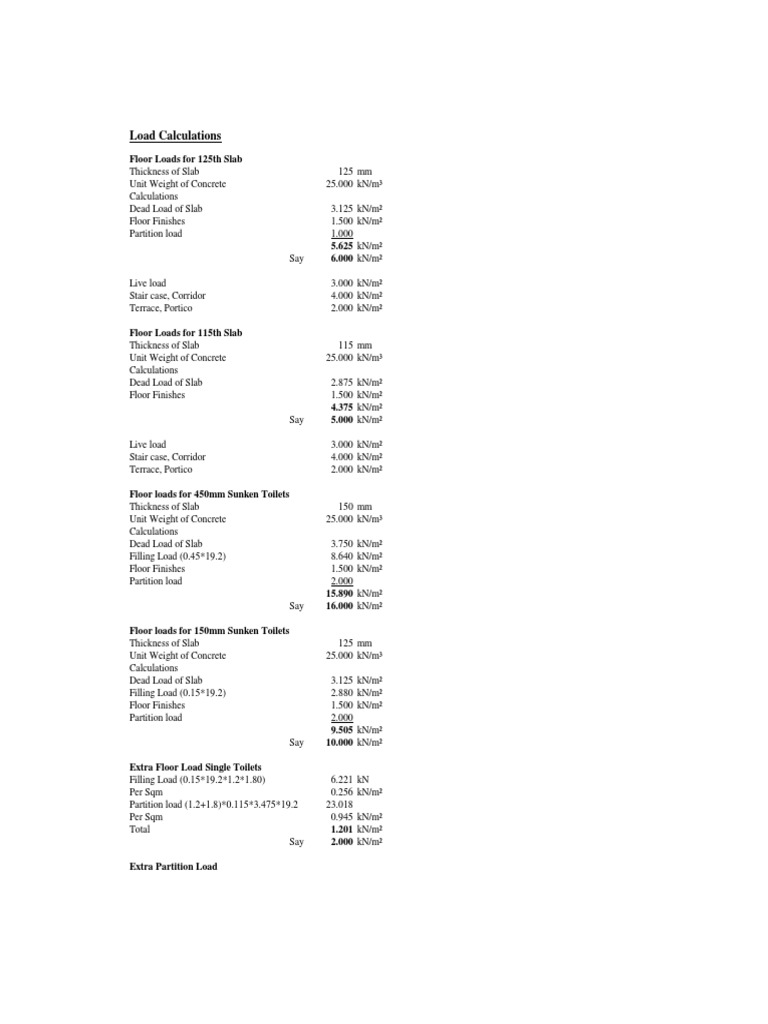 Loads Calculation | PDF | Wall | Building