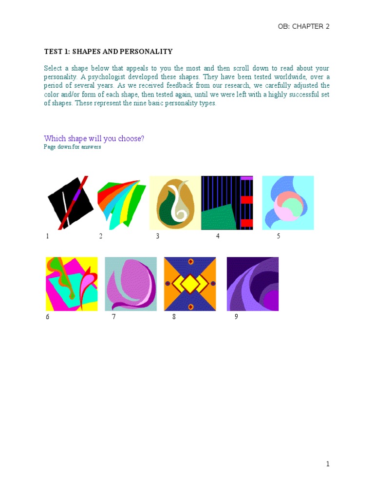 Personality Test (Shapes) | PDF | Metaphysics Of Mind | Cognitive Science