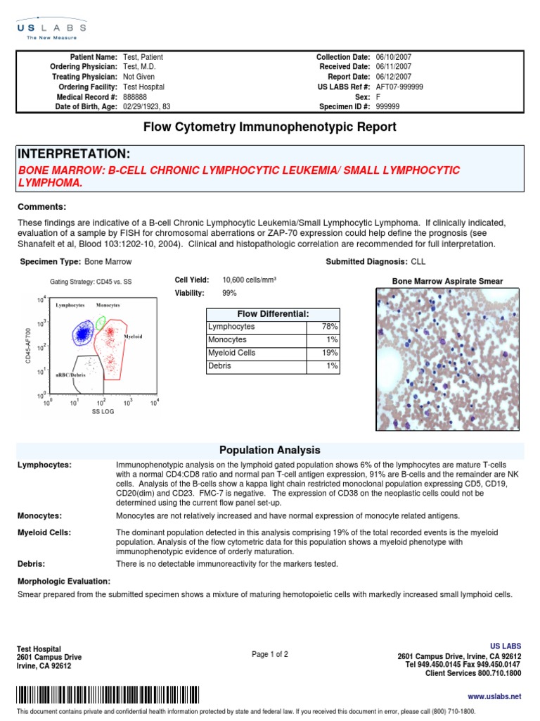 B-Cell Chronic Lymphocytic Leukemia Bone Marrow Flow Cytometry Report ...