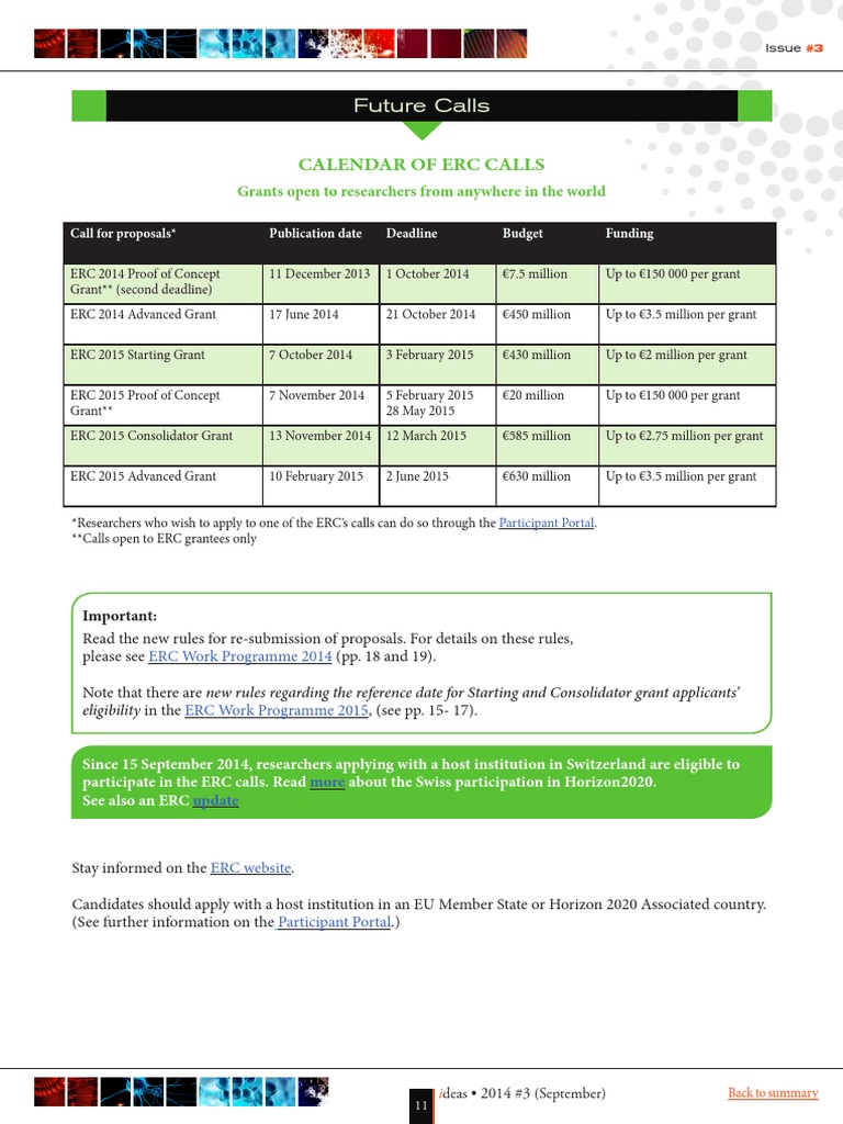 ERC Newsletter September 2014 - Future Calls | PDF