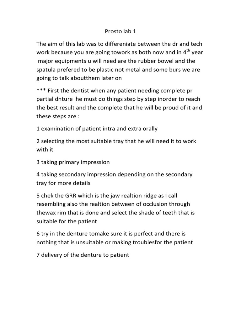 Prosto Lab 1 | PDF | Dentures | Human Anatomy