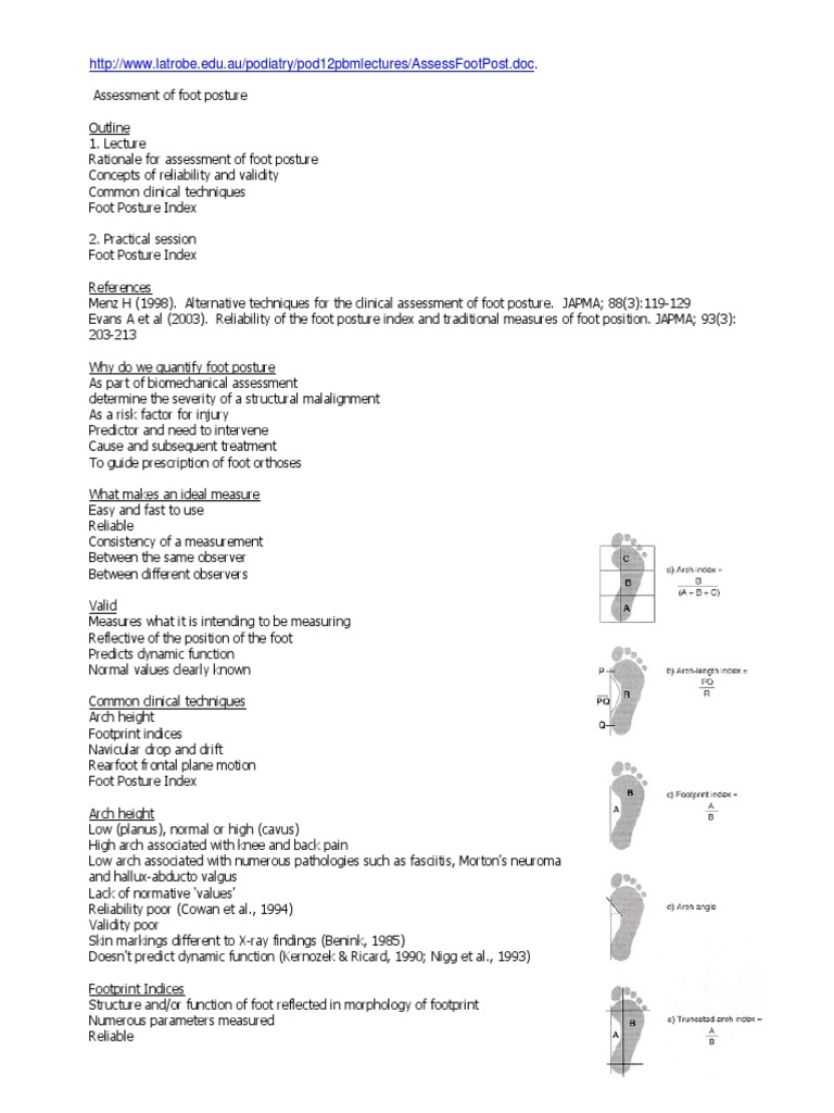 Foot Posture Index Assessment Overview | PDF | Foot | Anatomical Terms ...