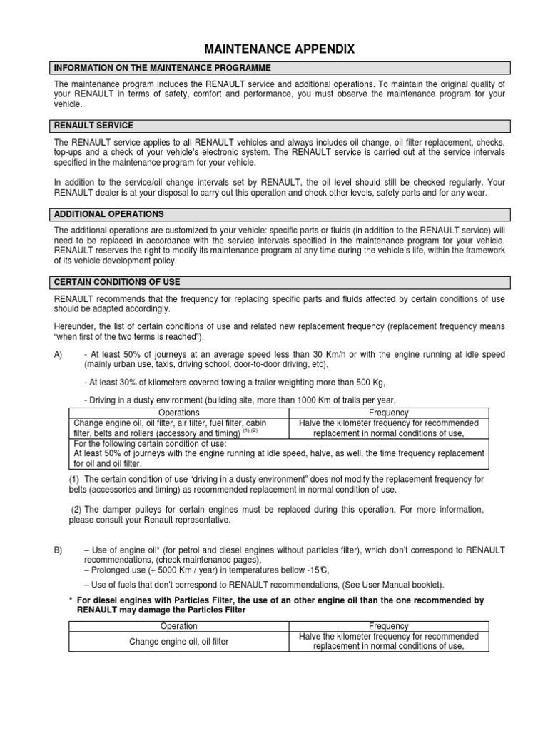 Service Form | PDF | Vehicles | Renault