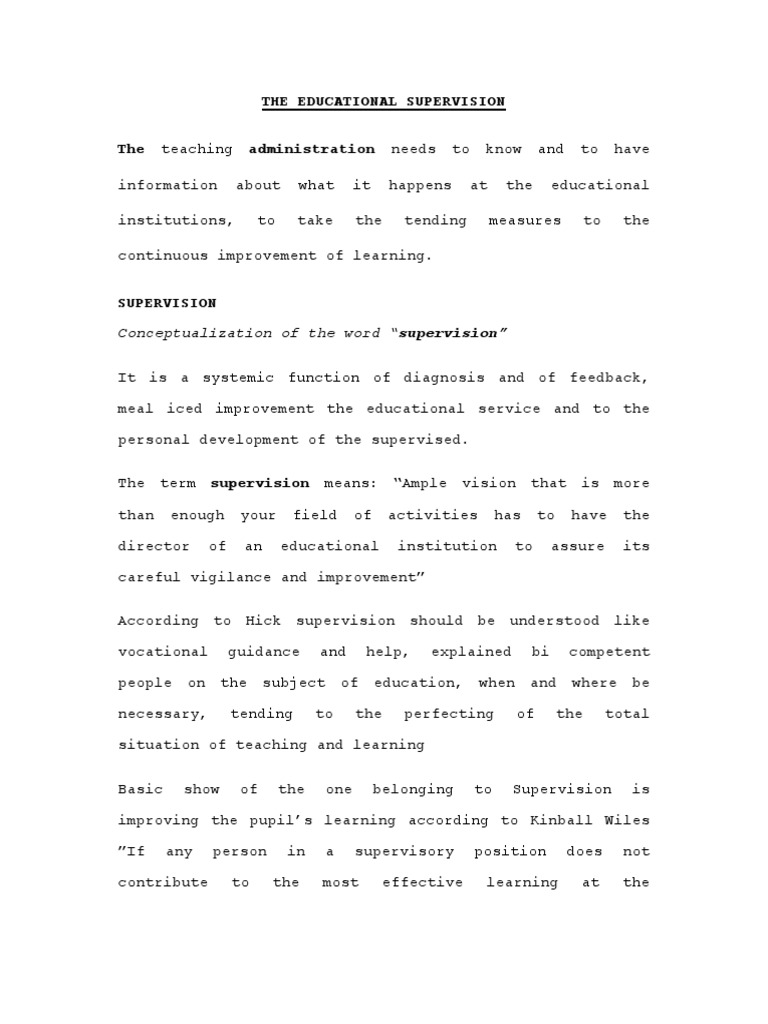 The Educational Supervision | PDF | Teachers | Evaluation