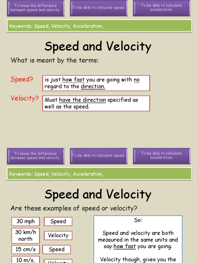 Difference Between Speed And Velocity