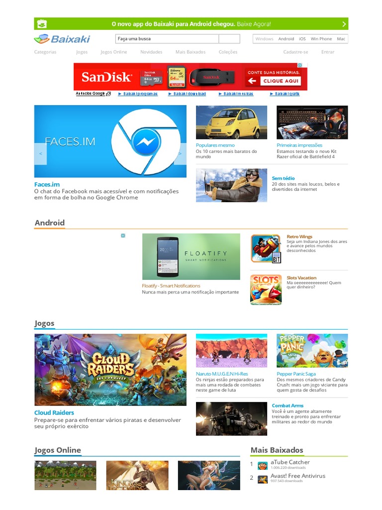 Baixaki - Download e Jogos | PDF | Android (sistema operacional) | WhatsApp