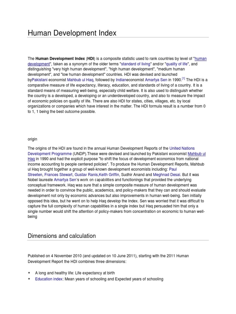 Human Development Index | PDF | Human Development Index | Economics