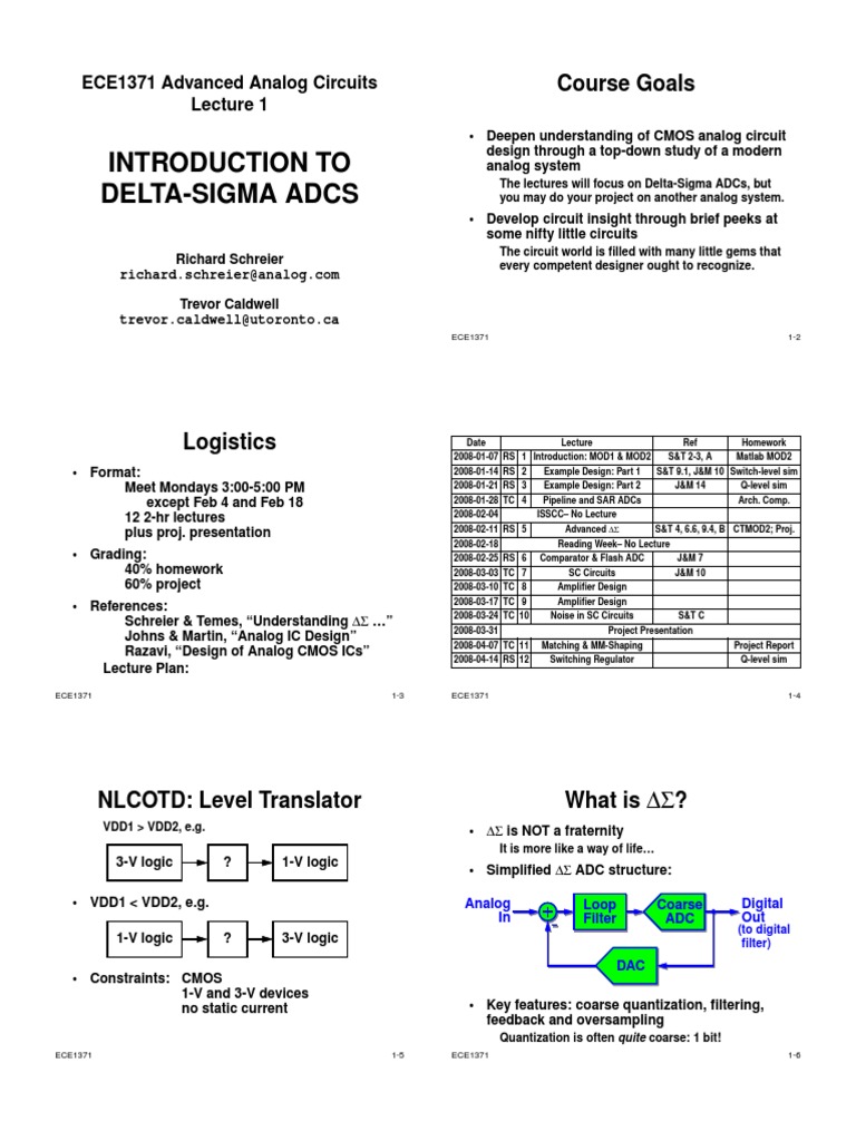 EC1371 Advanced Analog Circuits L1 | PDF | Analog To Digital Converter ...