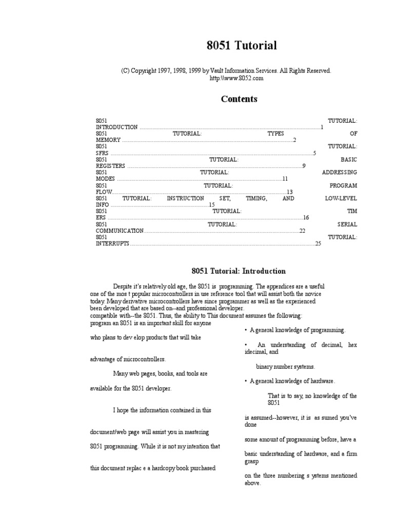 8051 Tutorial: Introduction | PDF | Variable (Computer Science) | Input/Output