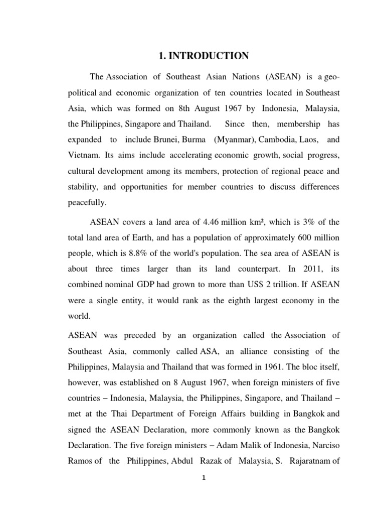Project On Asean | PDF | Asean Free Trade Area | Association Of ...