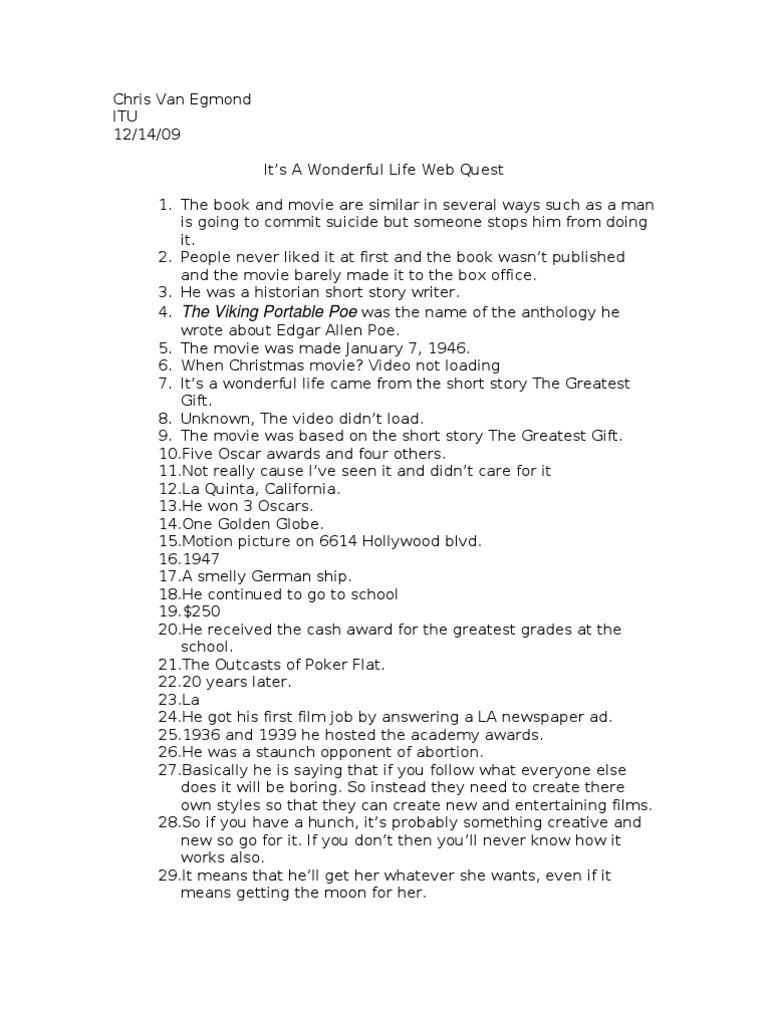 It's A Wonderful Life Analysis | PDF | Academy Awards