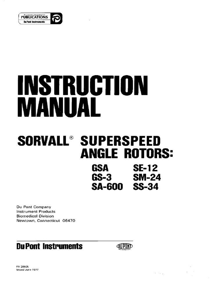 Sorvall Rotor Gsa Gs3 Sa600 Se12 Sm24 Ss34 Manual | PDF | Corrosion | Chloride