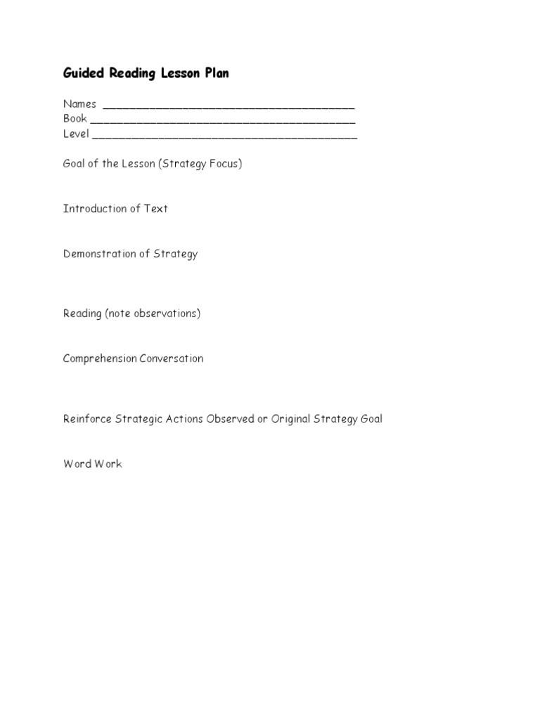 Guided Reading Lesson Plan | PDF
