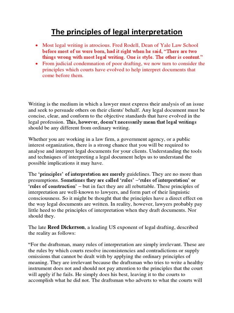 The Principles of Legal Interpretation | Contractual Term | Statutory ...